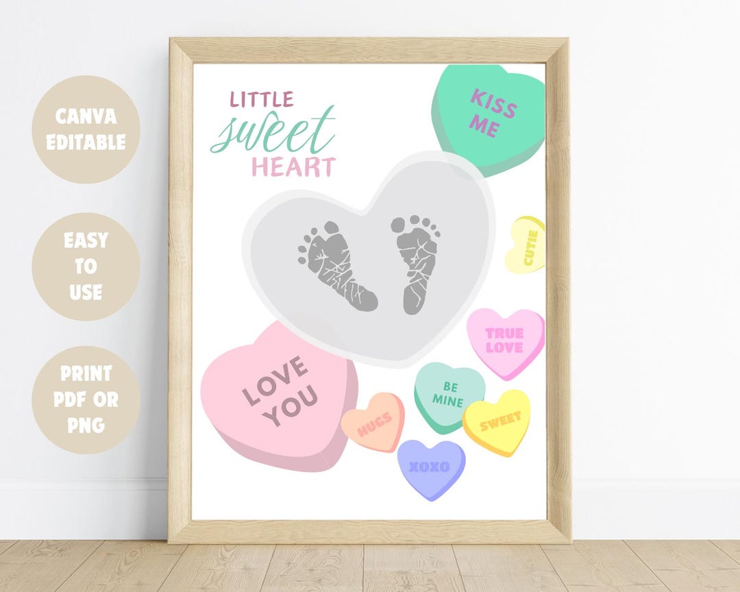 Sweetheart Valentine's Day Handprint Art, Footprint Craft for Babies ...