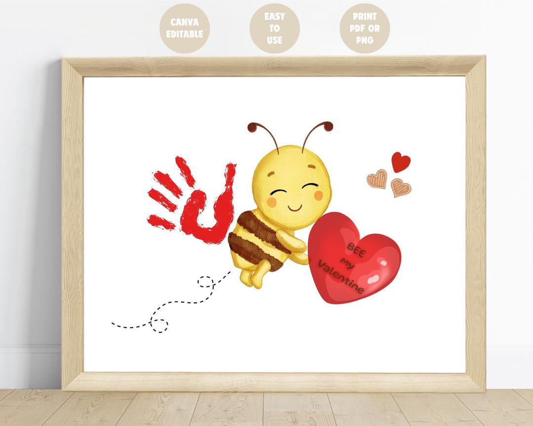 Bee Valentine's Day Handprint Art, Footprint Craft for Babies Toddlers ...