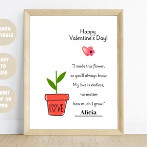 Valentine Handprint Craft for Kids, Flower Poem, Instant Download, Fun ...