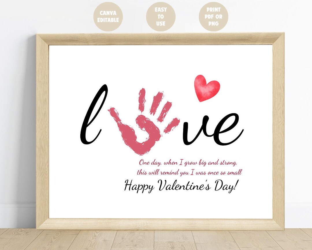 PRINTABLE Valentines Day Handprint Art Craft for Kids, Keepsake Art ...