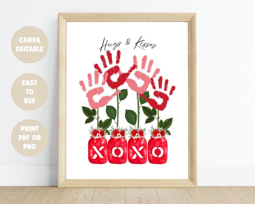 Valentines Day Handprints Craft, XOXO Valentine's Day Handprint Art for ...