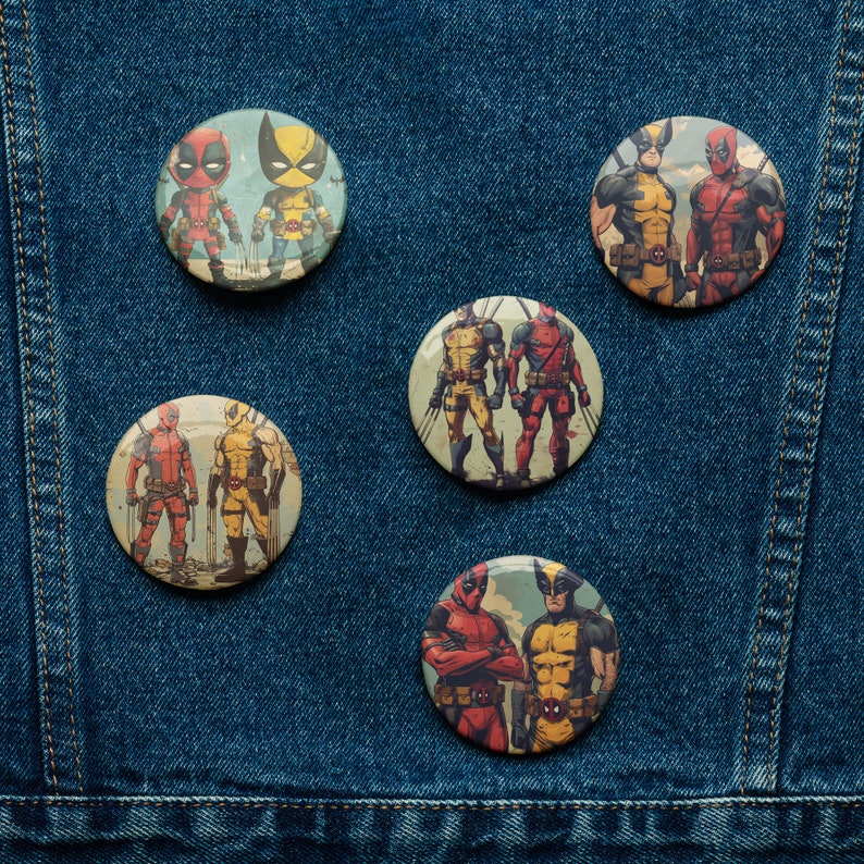 Deadpool & Wolverine Set of Pin Buttons Marvel Gifts Little Gifts Gifts ...