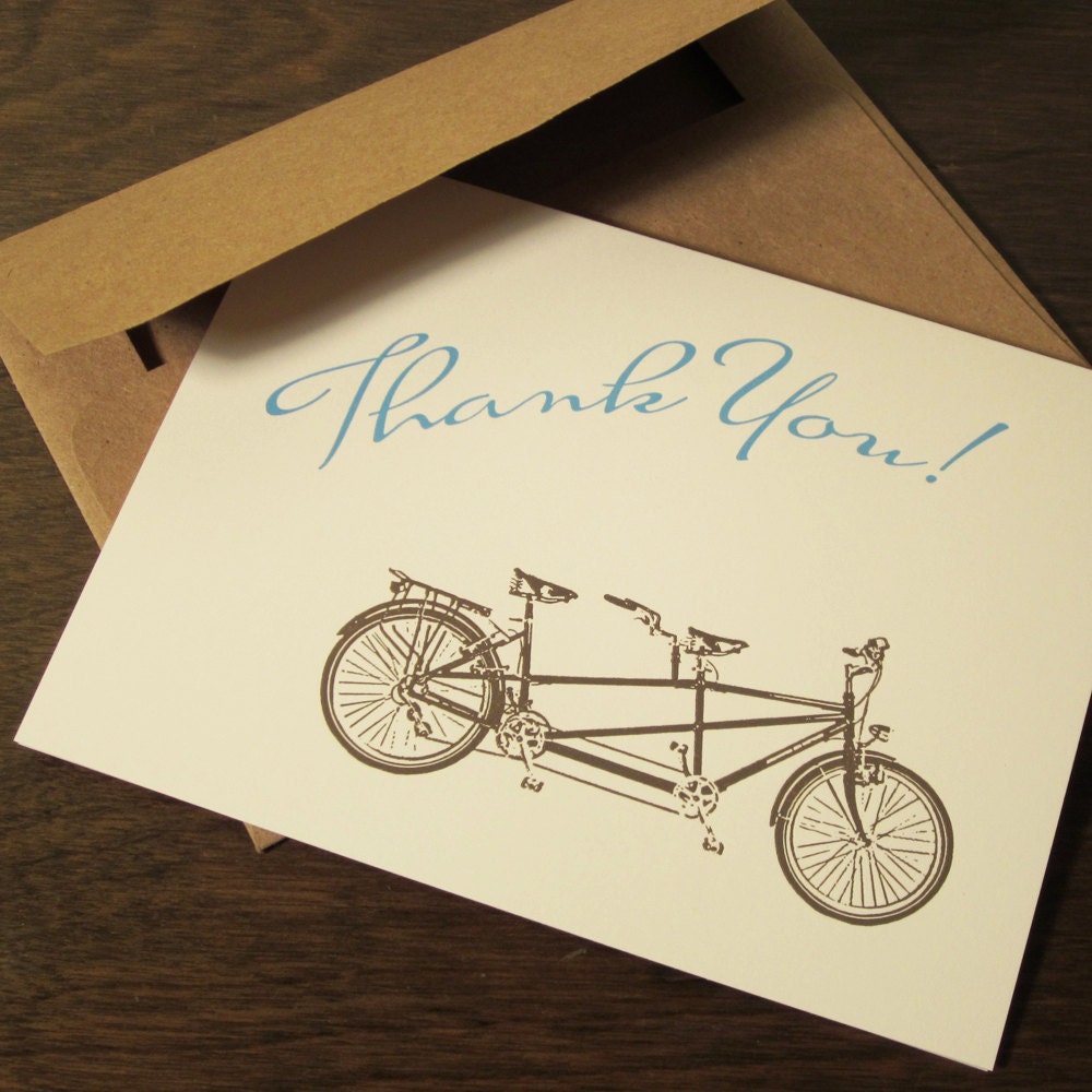 Tandem Bike Thank You Cards 12-pack Letterpress Cards - Etsy