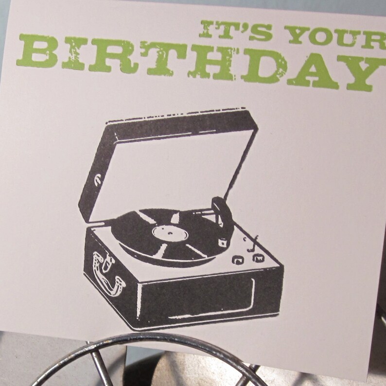 It's Your Birthday - Letterpress Record Player Birthday Card - Etsy