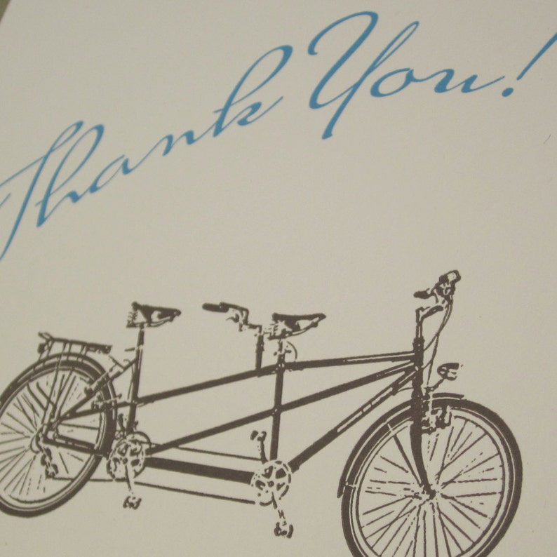 50-pack Tandem Bike Thank You Cards Letterpress Cards - Etsy