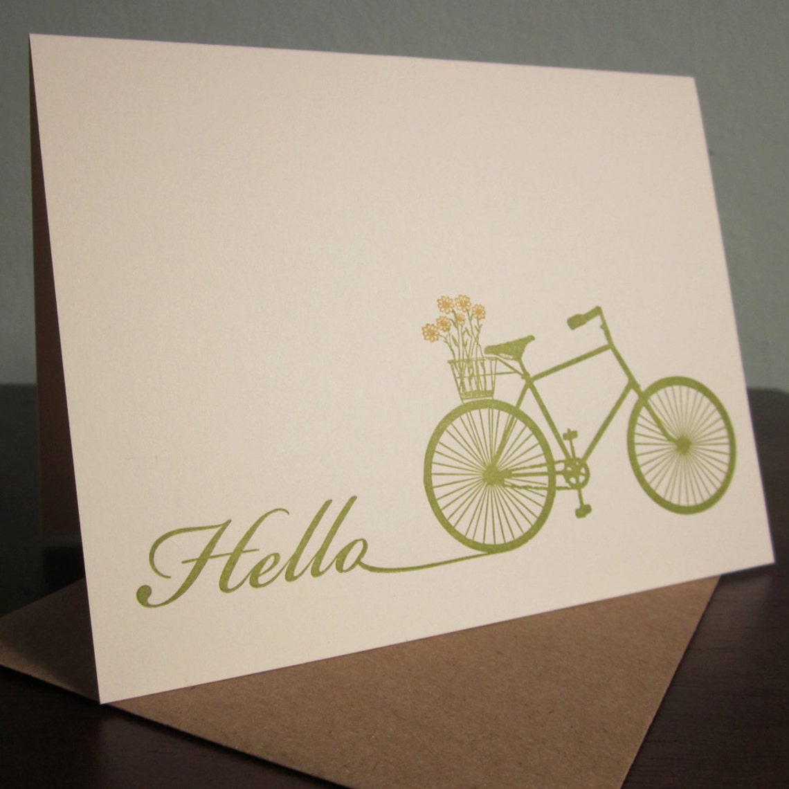 Hello Bike - 12-pack Gocco Letterpress Printed Card - Etsy