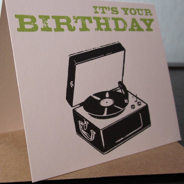 Printable Record Player Birthday Card - Etsy