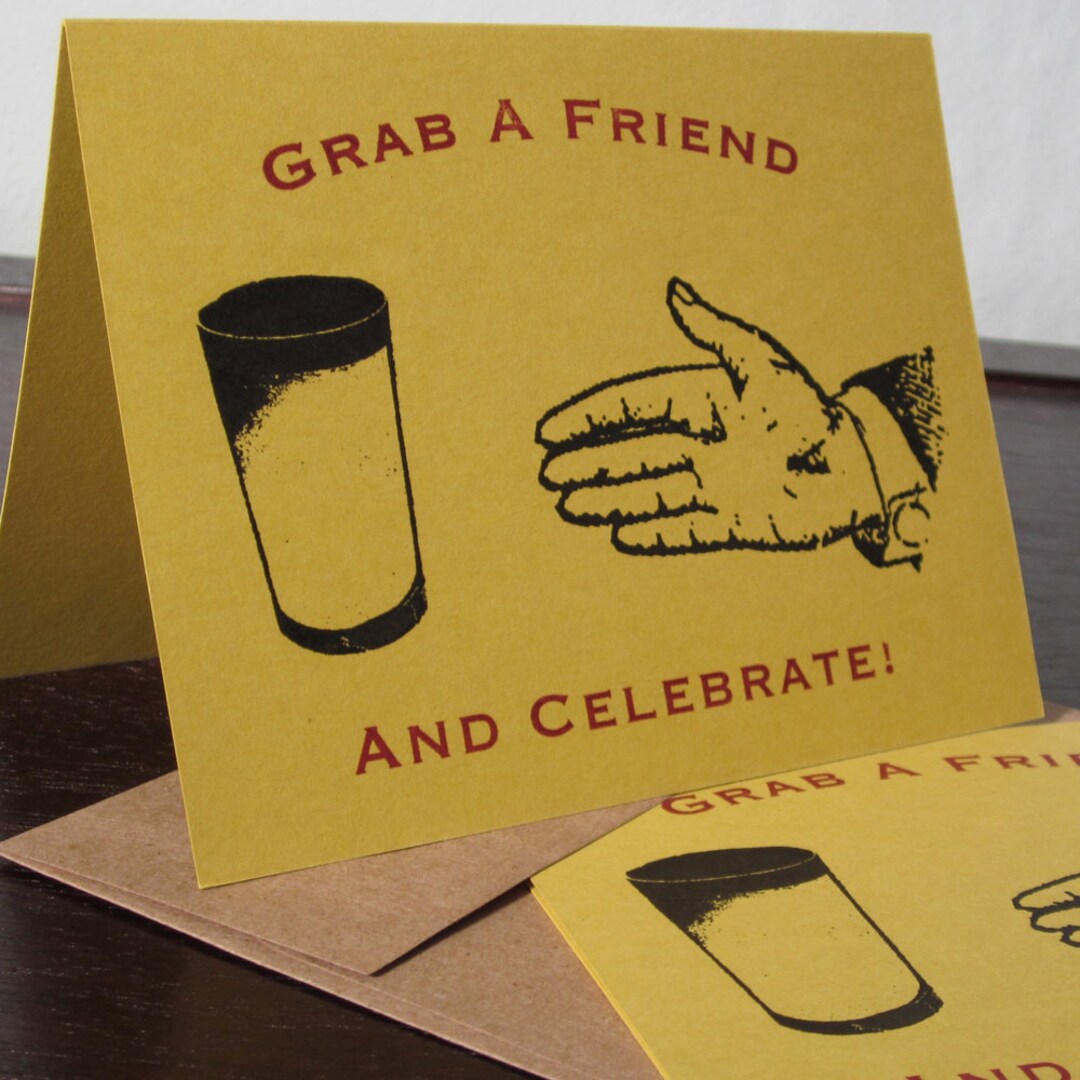 24 Grab A Friend and Celebrate Card - 24-pack Gocco Screen-printed ...
