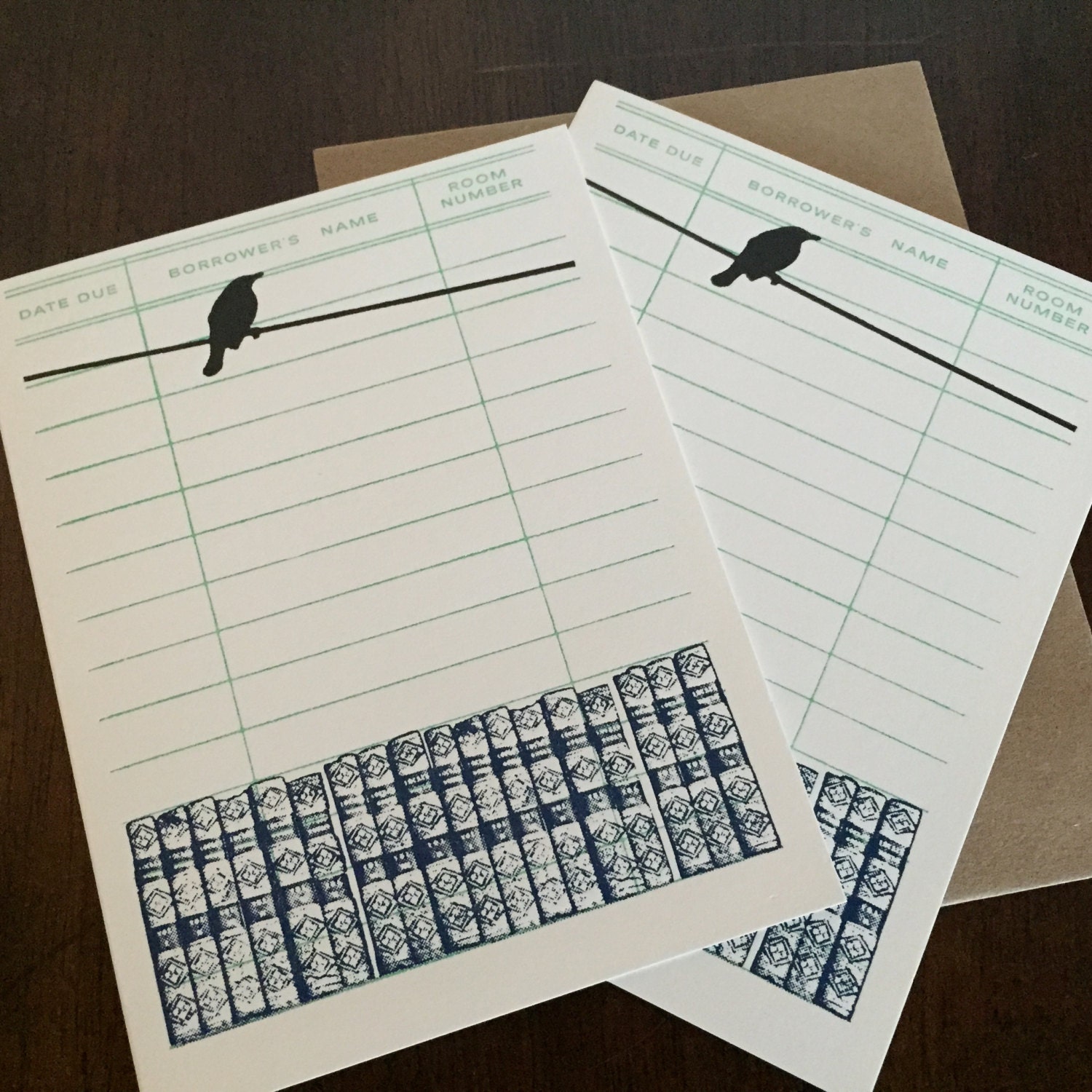 Books and Bird 6-pack Letterpress Printed Greeting Cards - Etsy