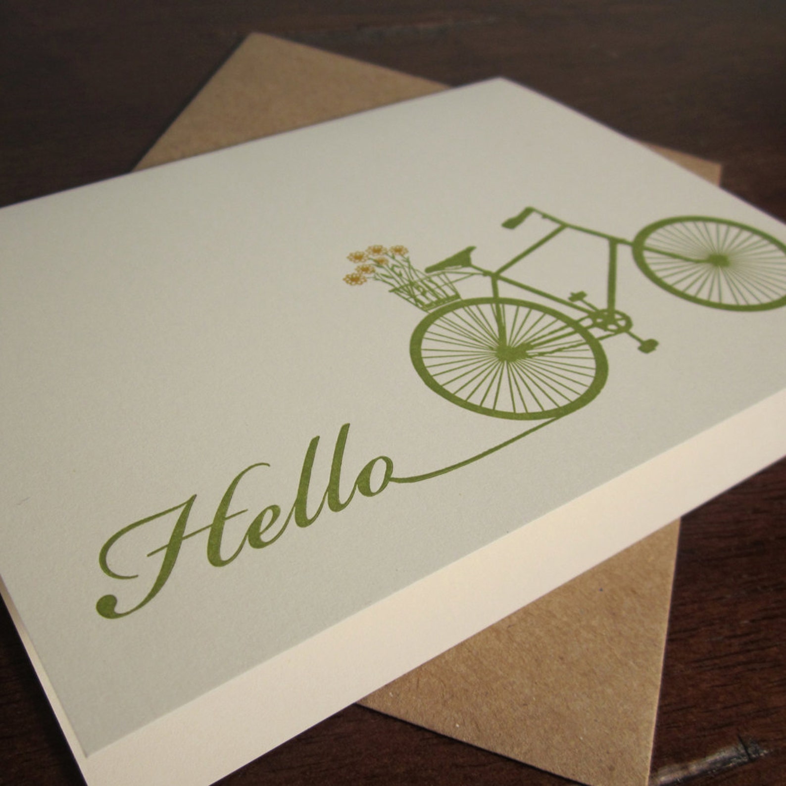 Hello Bike - 12-pack Gocco Letterpress Printed Card - Etsy