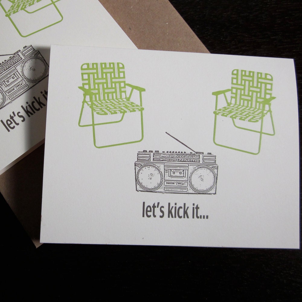 Let's Kick It Letterpress Printed 12-pack Art Cards - Etsy