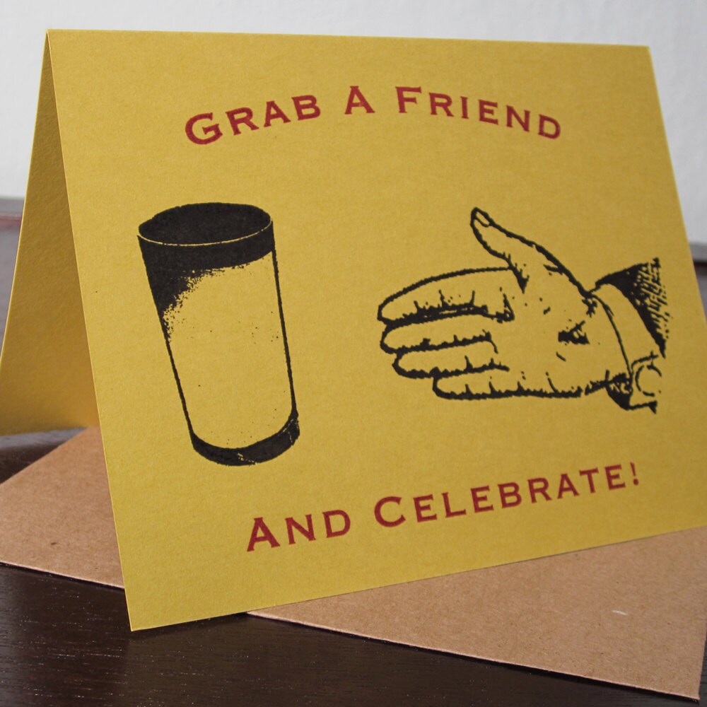 Grab a Friend and Celebrate Gocco Screen-printed Invitation - Etsy
