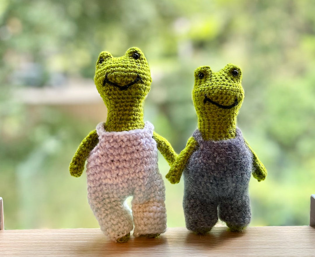 Frog Crochet Pattern Low Sew Clive the Frog Wearing a Pair of Dungarees ...
