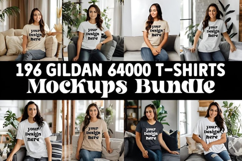 Gildan 6400 Mockup Bundle Tshirt, Gildan 64000 Shirt Bundle, Gildan ...