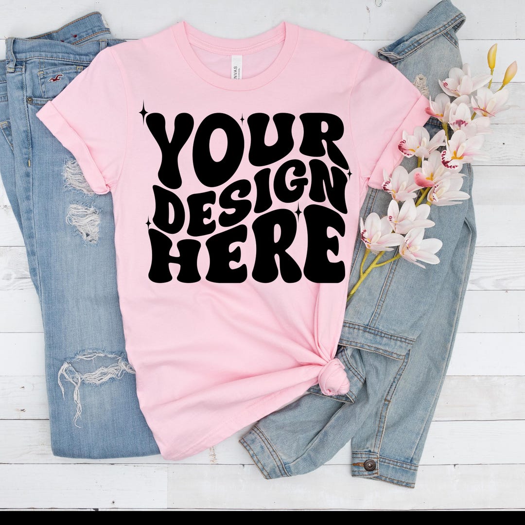 Pink Bella Canvas 3001 Flat Lay Mockup, Bella Canvas T-shirt Mockup ...