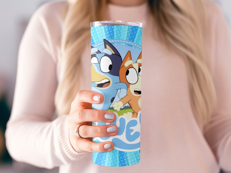 Unique 3D Bluey Tumbler Design, 3D Bluey Tumbler Wraps 20oz Skinny ...