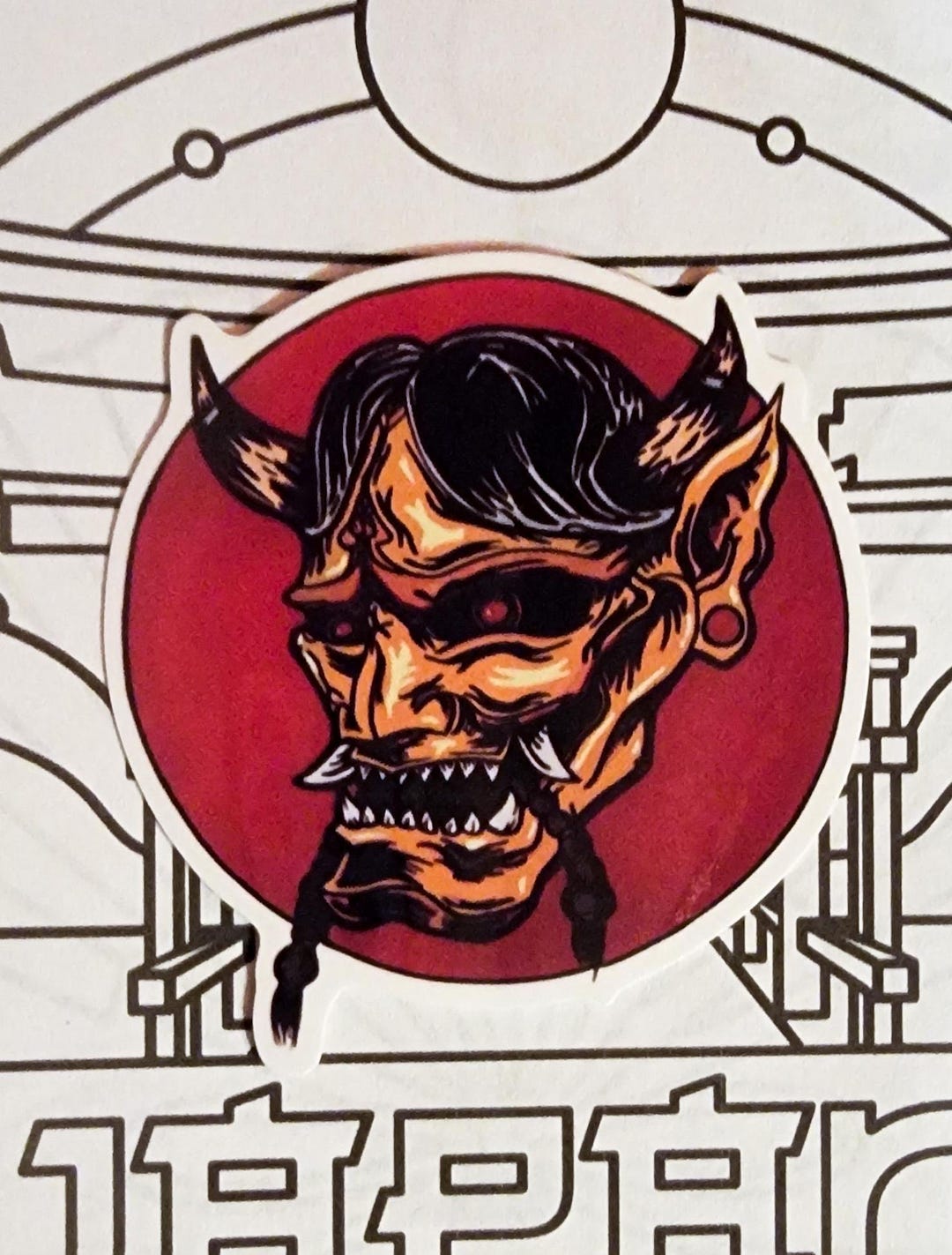 Oni Mask Sticker by Ryu - Etsy