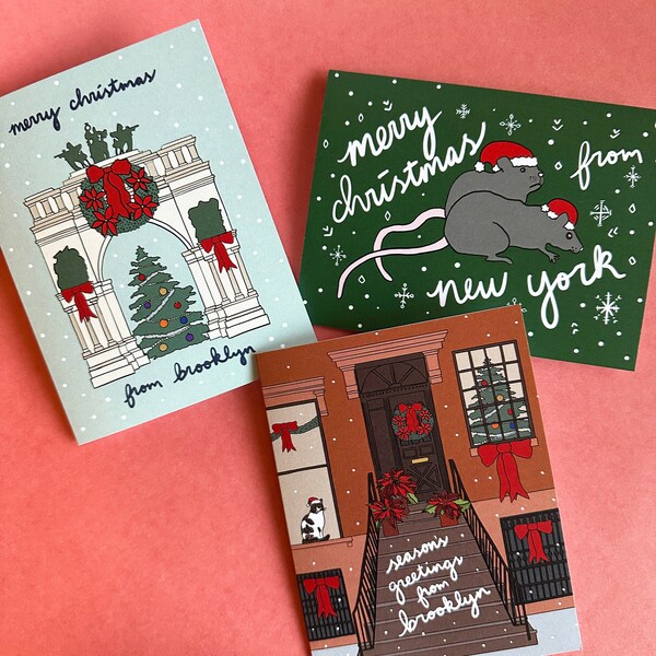 New York Christmas Card - Etsy