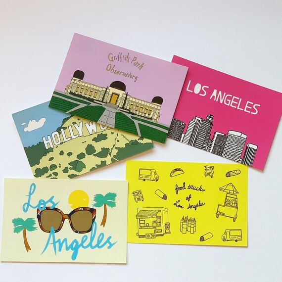 LA Postcard Set Los Angeles California Hollywood Skyline | Etsy