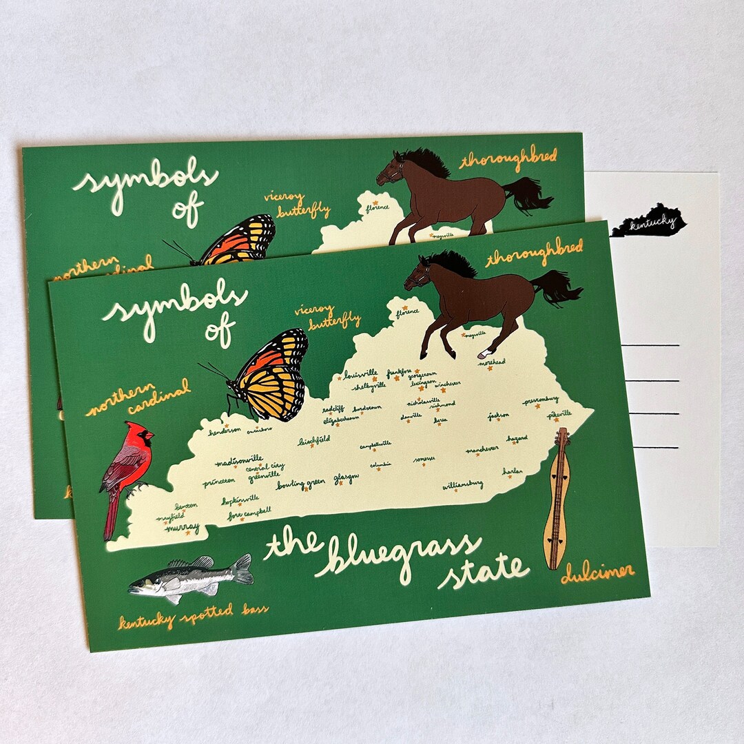 Kentucky Postcard Set - 3 State Symbols Souvenir Lexington Louisville ...
