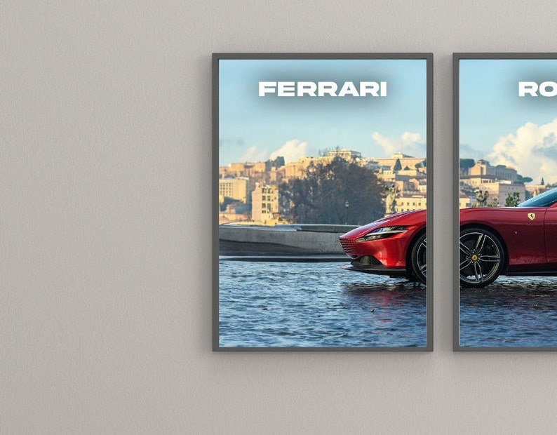 Ferrari Roma Posters, Car Poster Collection, Set of 3 Posters, Digital ...