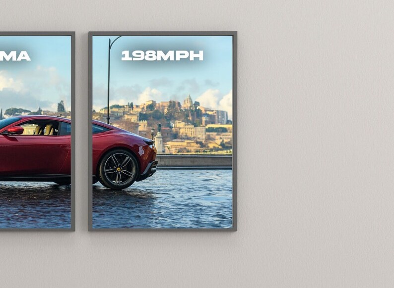 Ferrari Roma Posters, Car Poster Collection, Set of 3 Posters, Digital ...