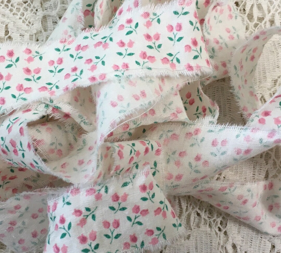 Hand Torn Fabric Ribbon, Frayed Ribbon, Upcycled Vintage Textile ...