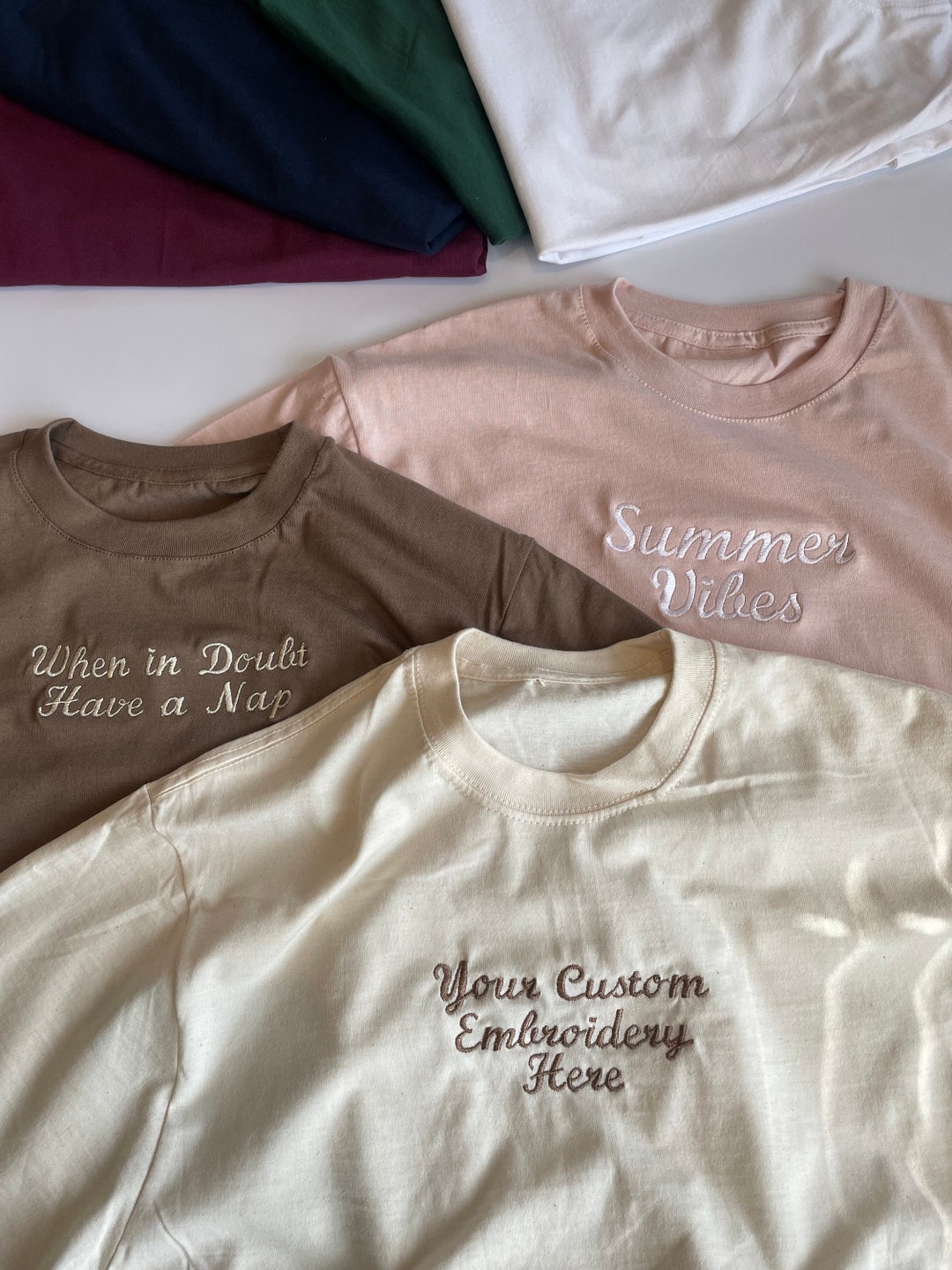 Custom Embroidered T-shirts - Etsy UK