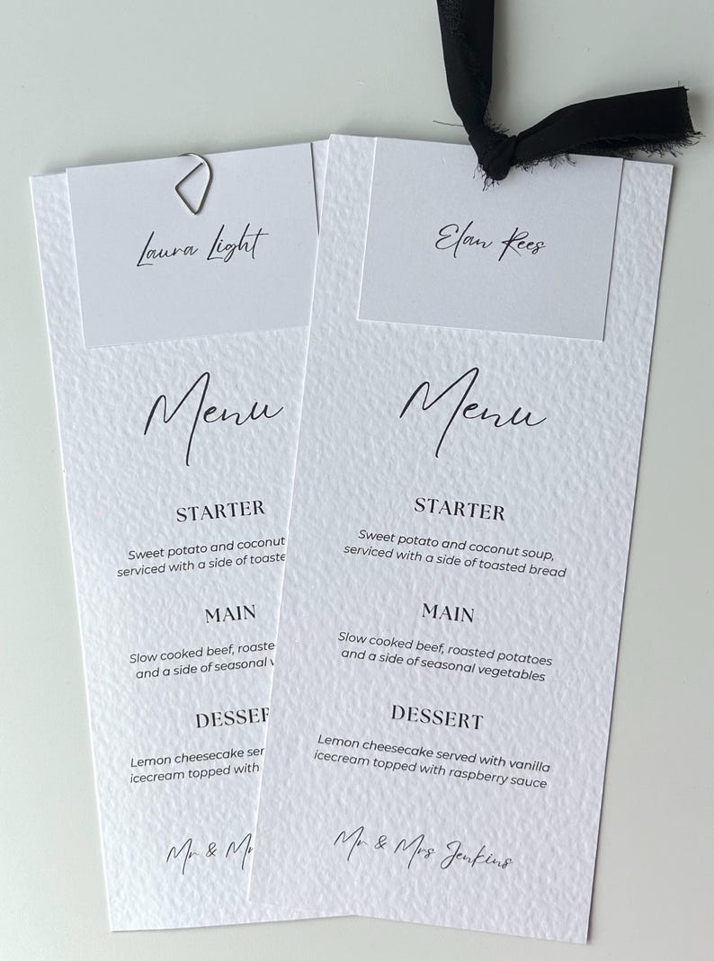Personalised Wedding Breakfast Menus, Wedding Menu With Name Card ...