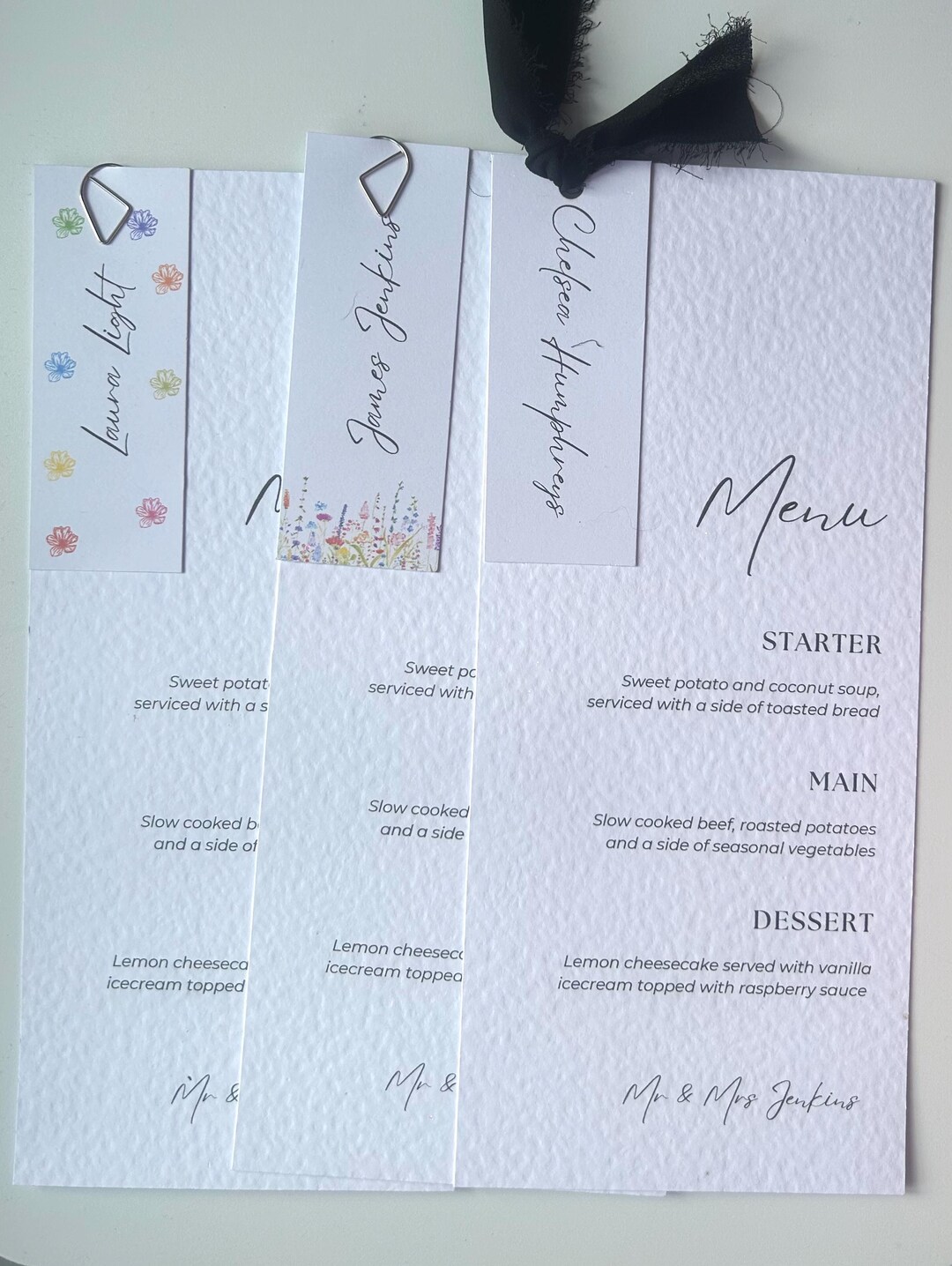 Personalised Wedding Menus, Wedding Menu With Name Card, Floral Wedding ...