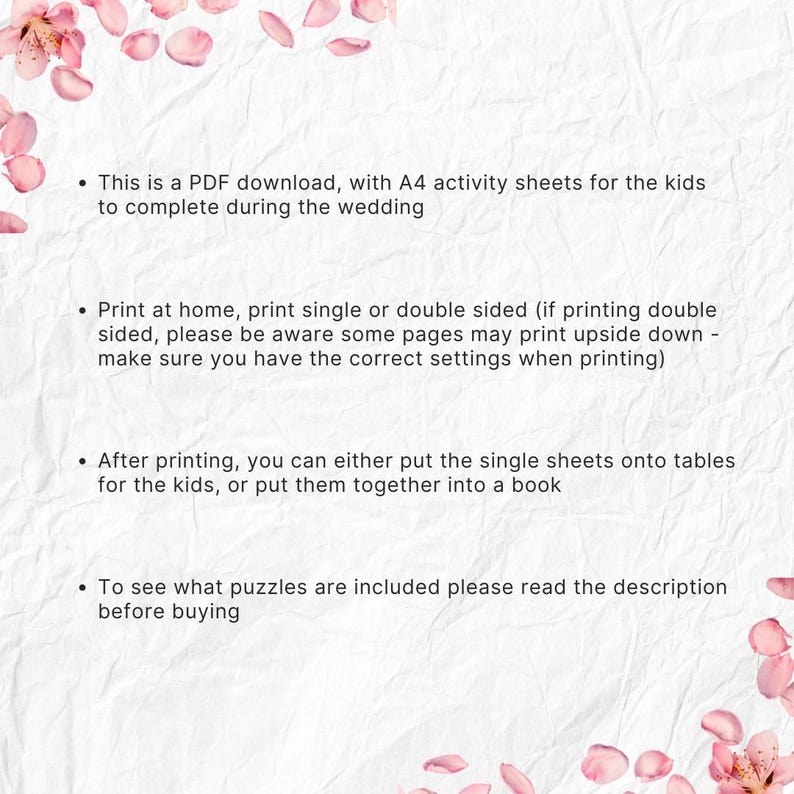 Kids Wedding Activity Book, A4 Printable Games (digital Download) - Etsy