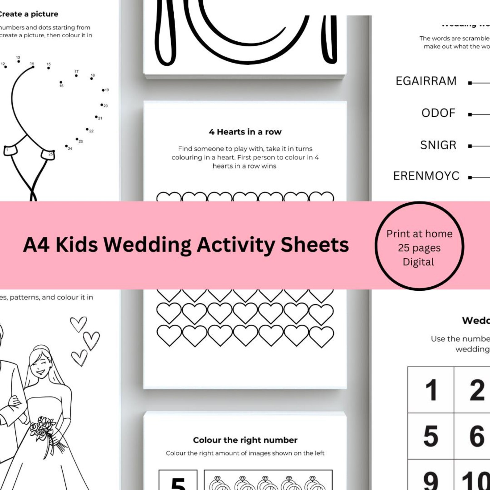 Kids Wedding Activity Book, A4 Printable Games (digital Download) - Etsy