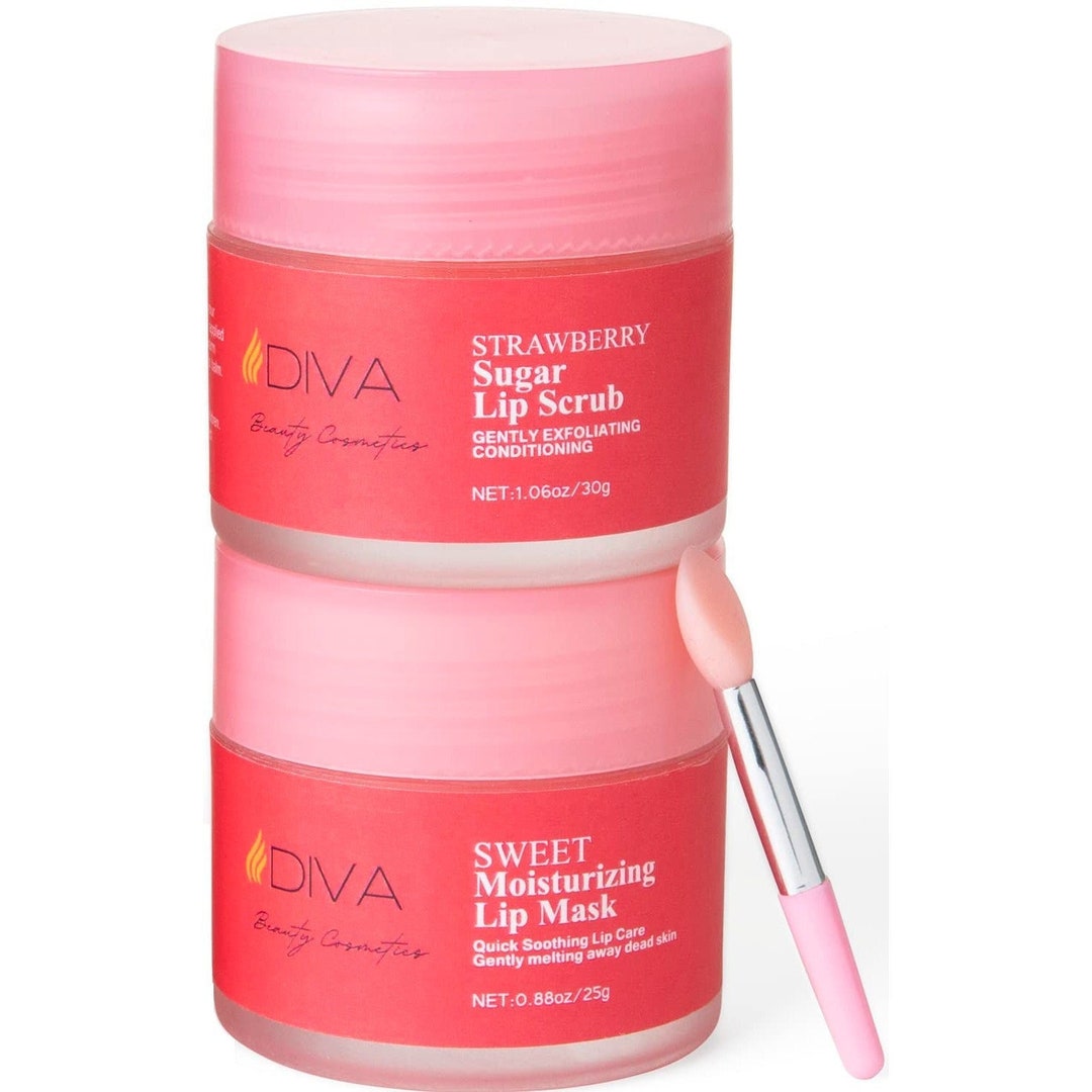 Organic Strawberry Lip Care Kit: Lip Scrub, Lip Mask, and Brush - Etsy