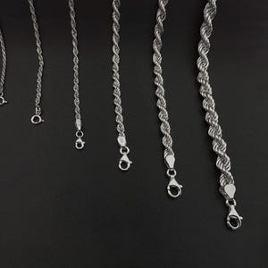 Rope Silver Chain, 925 Sterling Silver, Women's Minimalist Necklace ...
