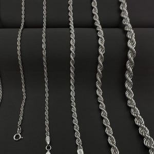 Rope Silver Chain, 925 Sterling Silver, Women's Minimalist Necklace ...