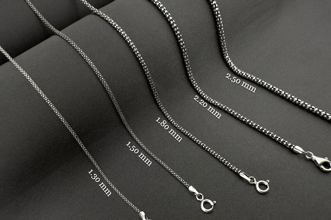 Oxidized Popcorn Chain, 925 Sterling Solid Silver Chain, Elegant Silver ...
