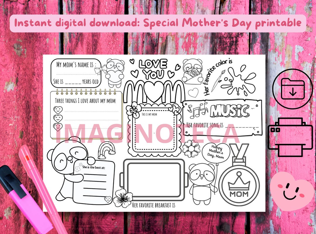 Mother's Day Printable, I Love You Mom/ All About My Mom/ Card for Mom ...