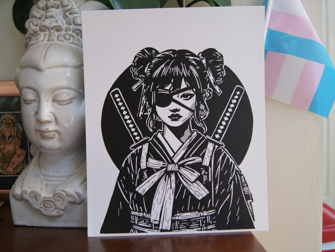 Samurai Girl With Eye Patch Illustration Art Print - Etsy