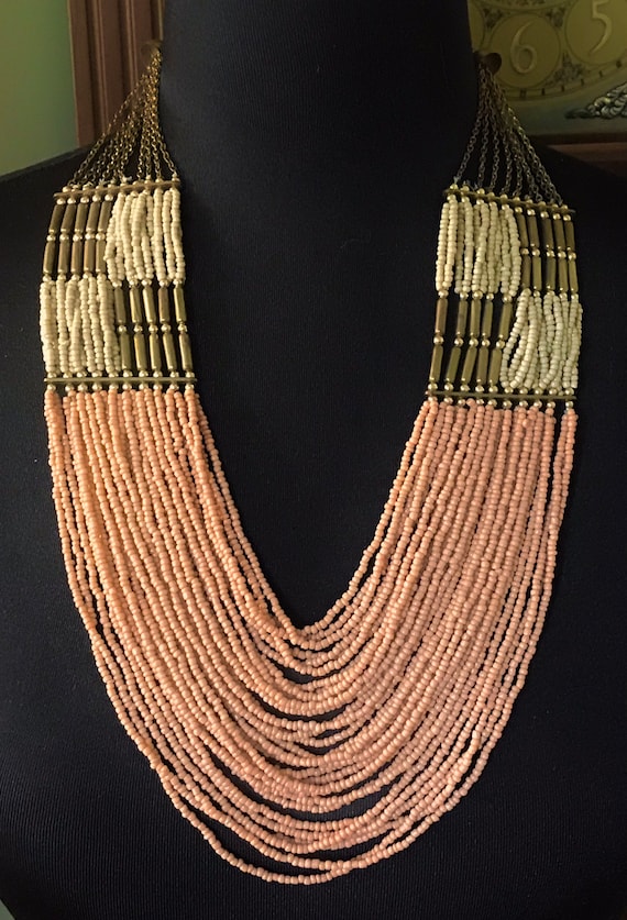 Vintage multi strand seed Bead necklace stunning sta… - Gem