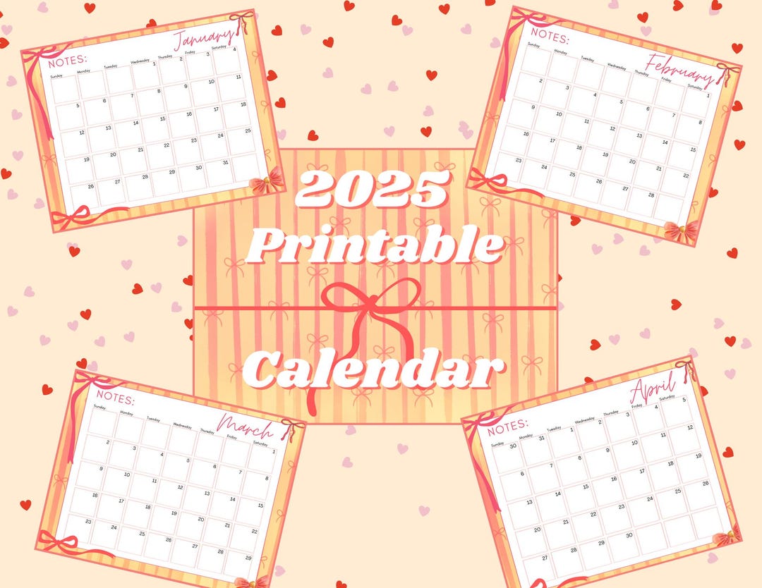 Bow Calendar, Orange Calendar, Printable Calendar, Aesthetic Calendar ...