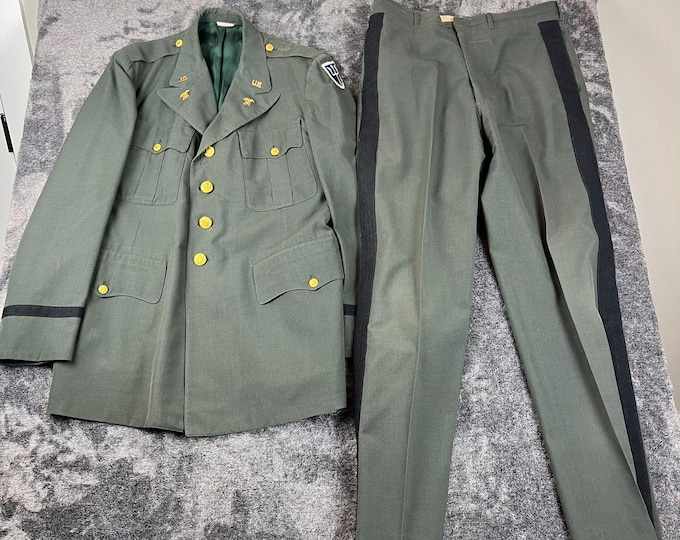 Vintage U.S. Army Dress Green Jacket Uniform Coat W/ Patches and ...