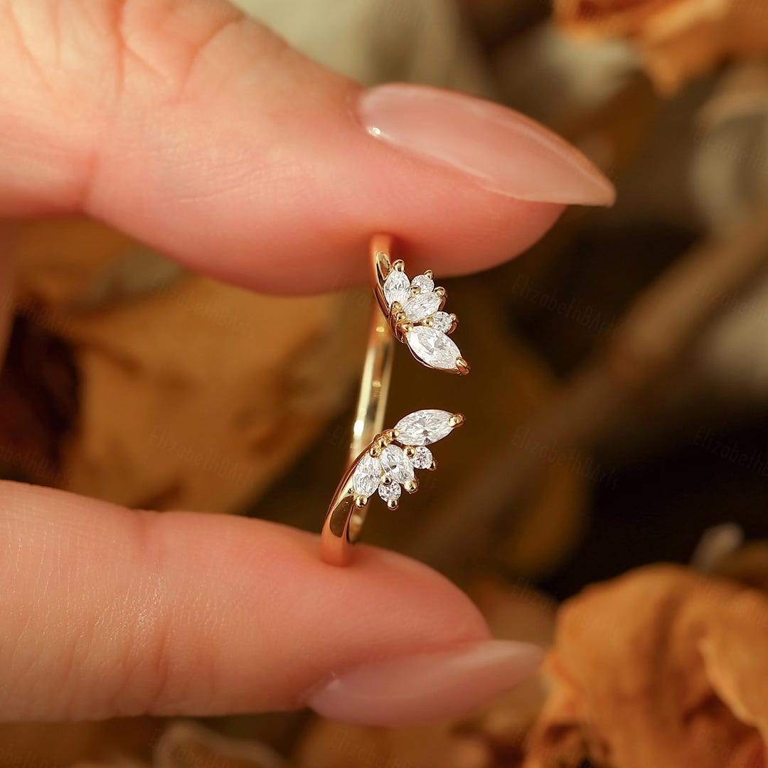 Yellow Gold Open Wedding Band, Solid Gold Gap Wedding Ring, Womens Cuff ...