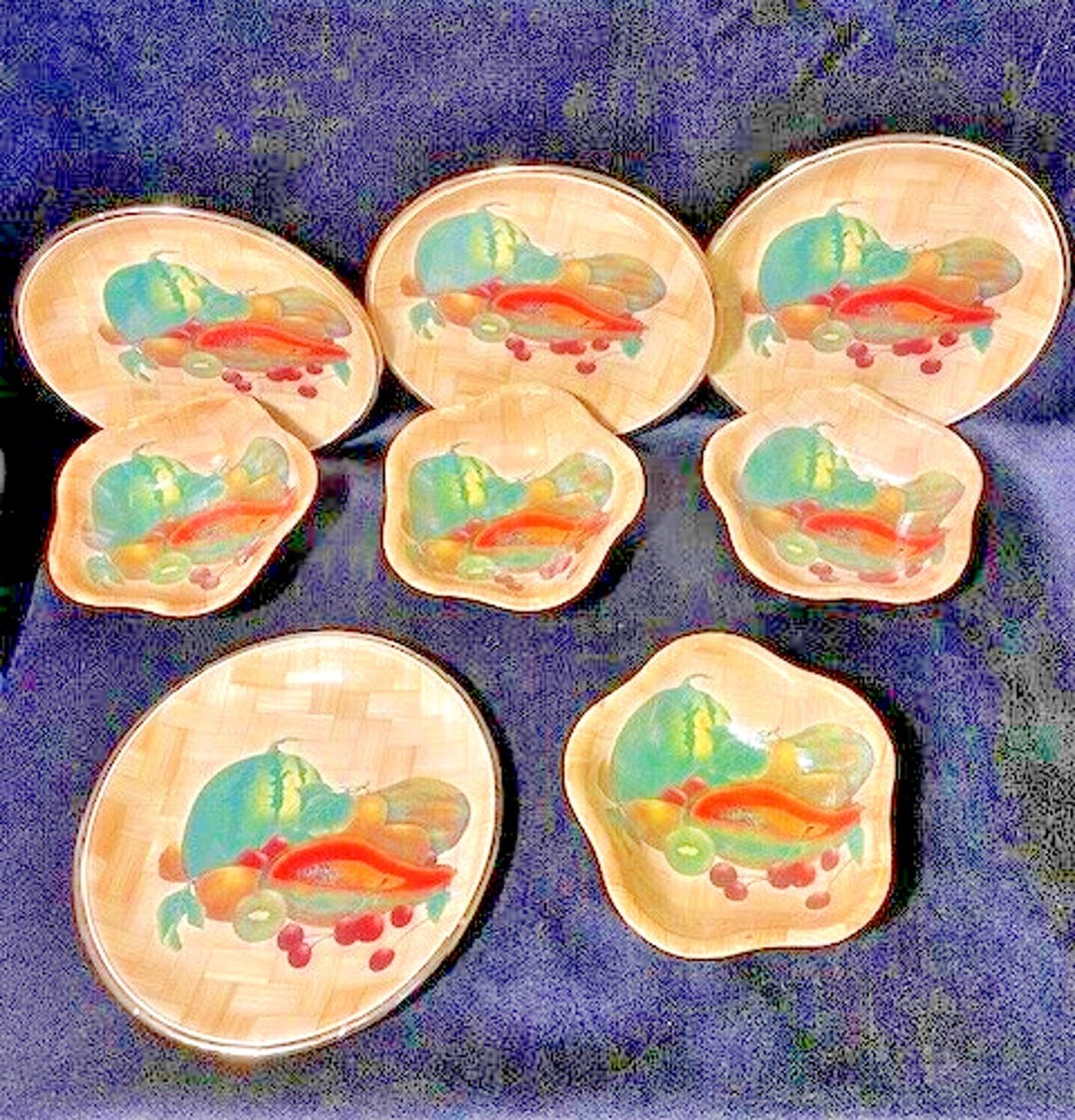 HAWAIIAN Pupu Plates and Bowls Bamboo - Set of 4 - Vintage - Etsy