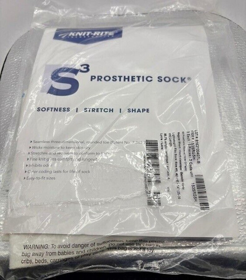Knit-rite S3 Prosthetic Socks Lightweight Size Regular Short 2 Pack ...