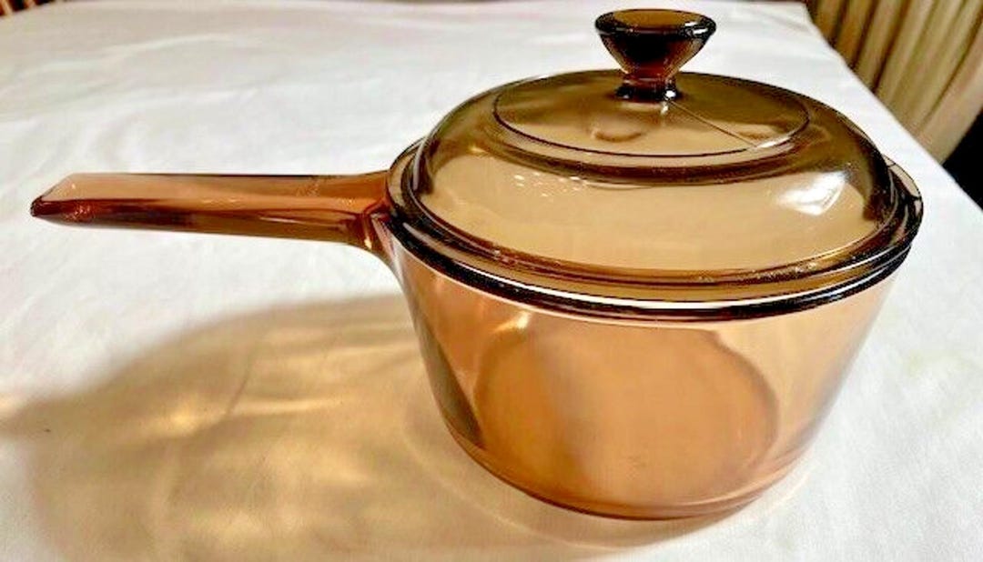 Vintage Pyrex Amber Visions Ware 1 Liter Pour Spout Stockpot With Lid ...