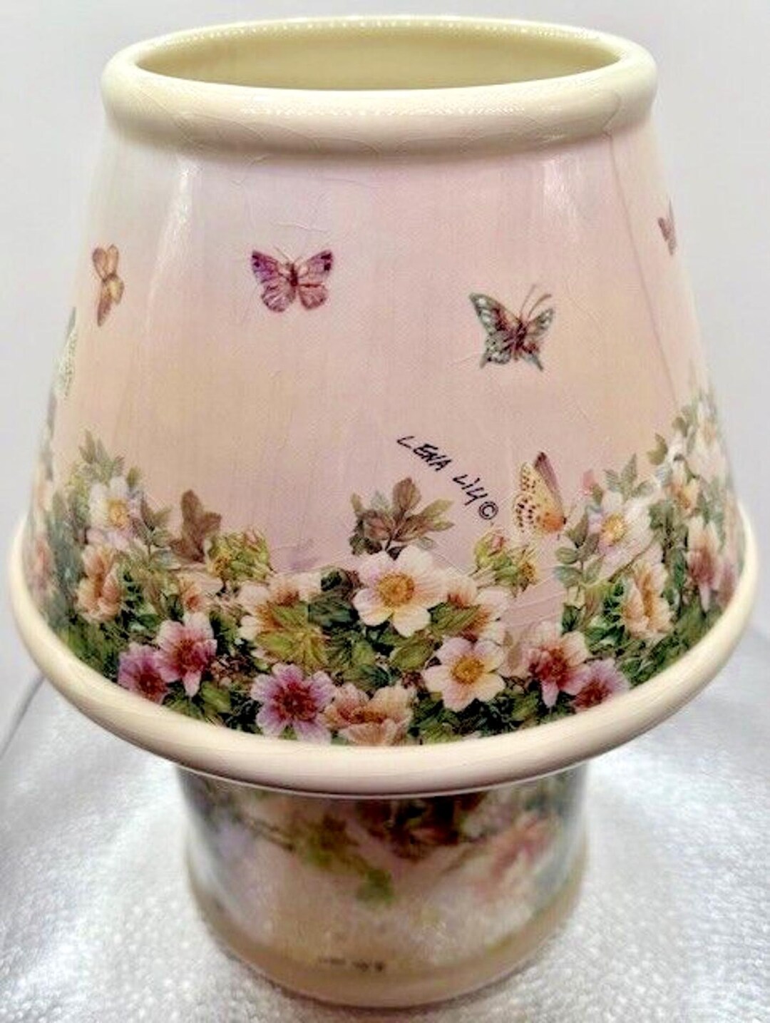Carson Porcelain Butterflies & Flowers Candle Holder Art by Lena Liu - Etsy
