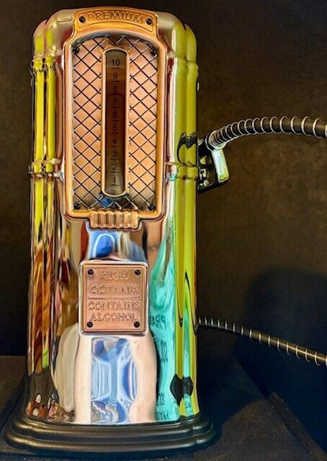 Gas Pump FILL' ER UP Liquor Dispenser Godinger Silver and Copper Finish ...