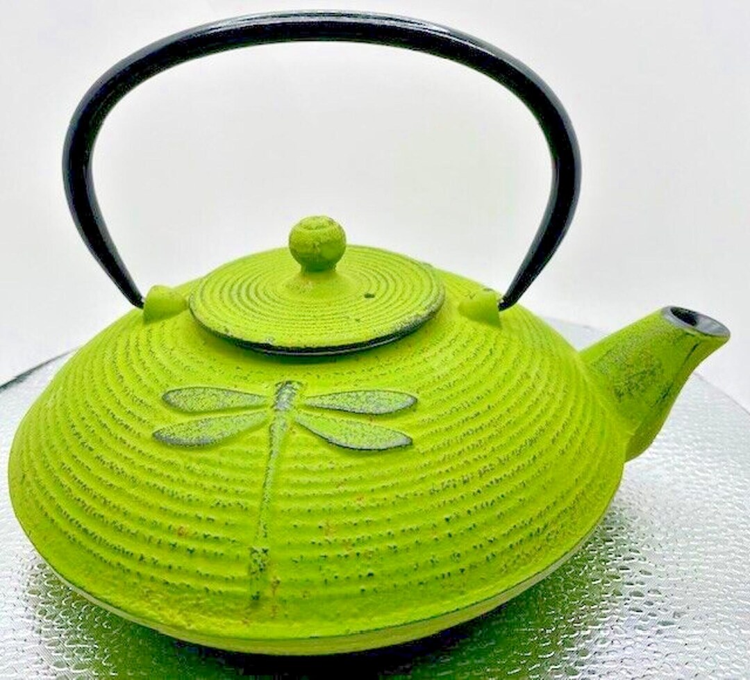 Pirmula Green Dragonfly Cast Iron Teapot With Loose Leaf Infuser 28oz/0 ...