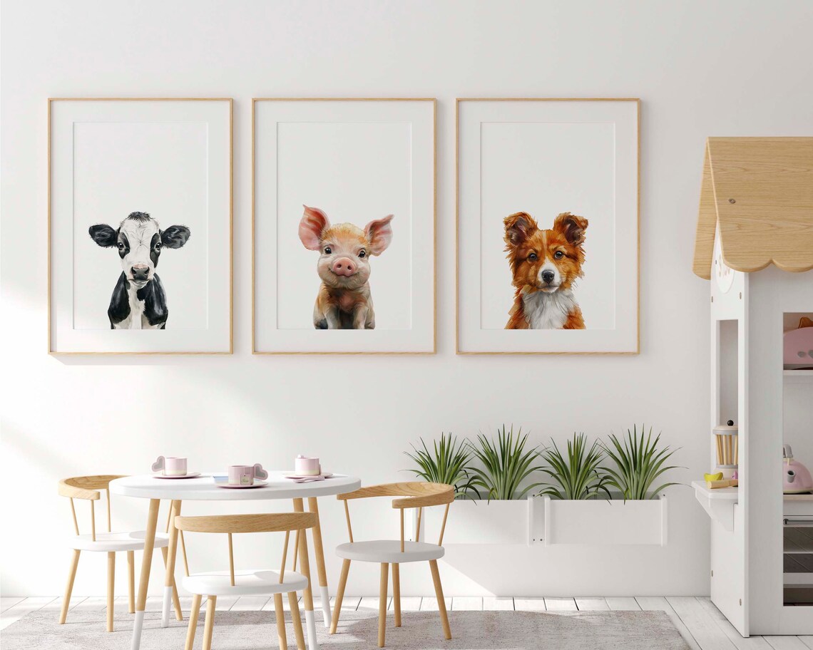 Farm Nursery Print| Set of 3 Prints| Farm Prints| Animal Farm Prints ...