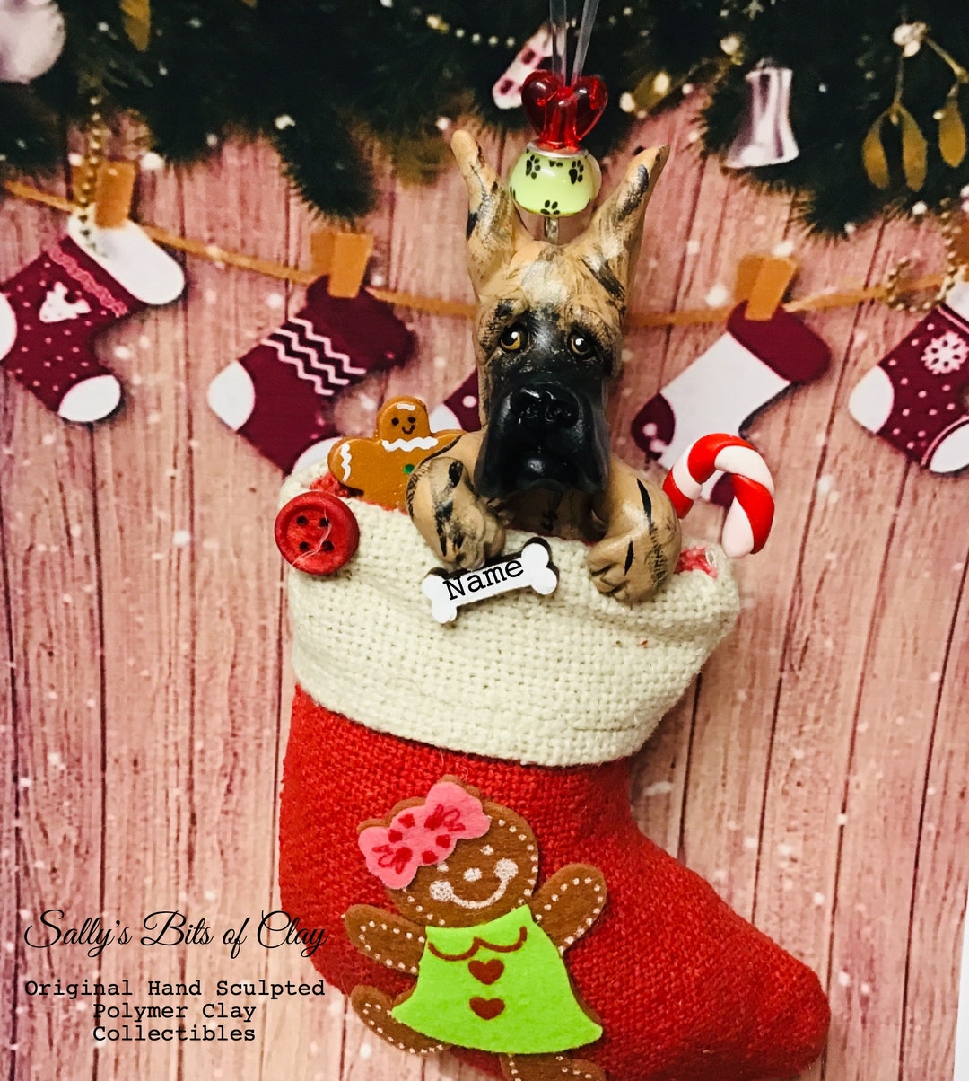 BRINDLE Great Dane Cropped Ears One of a Kind Christmas Gingerbread ...